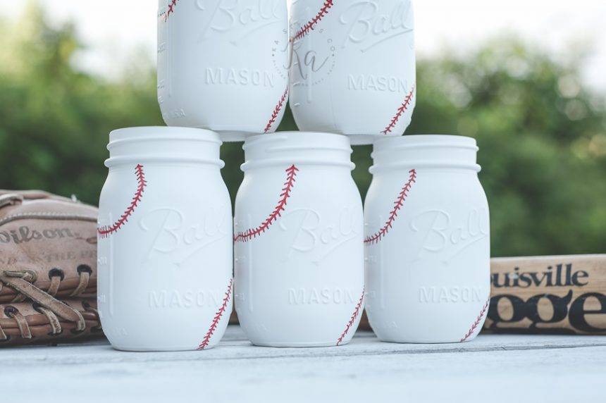 More Baseball Mason Jars – Sprinkled and Painted at KA Styles.co