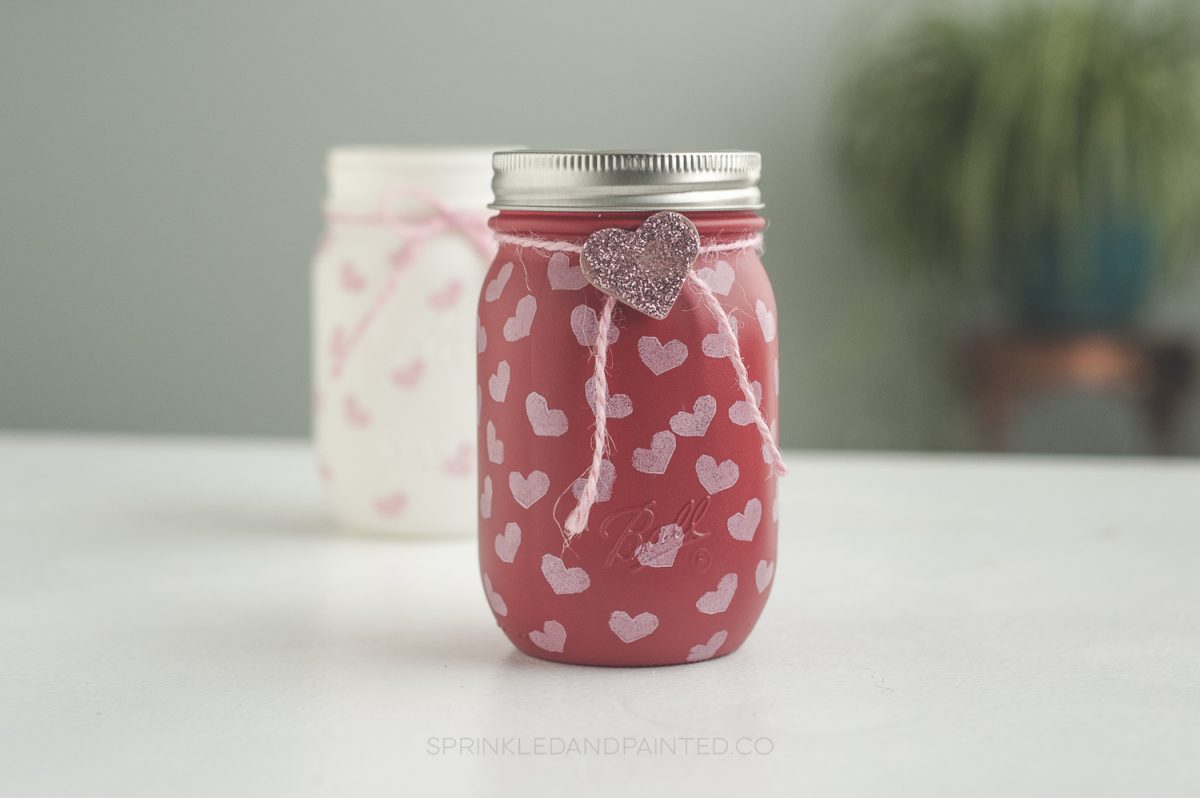 Heart Stamped Valentine’s Day Mason Jars – Sprinkled and Painted at KA ...