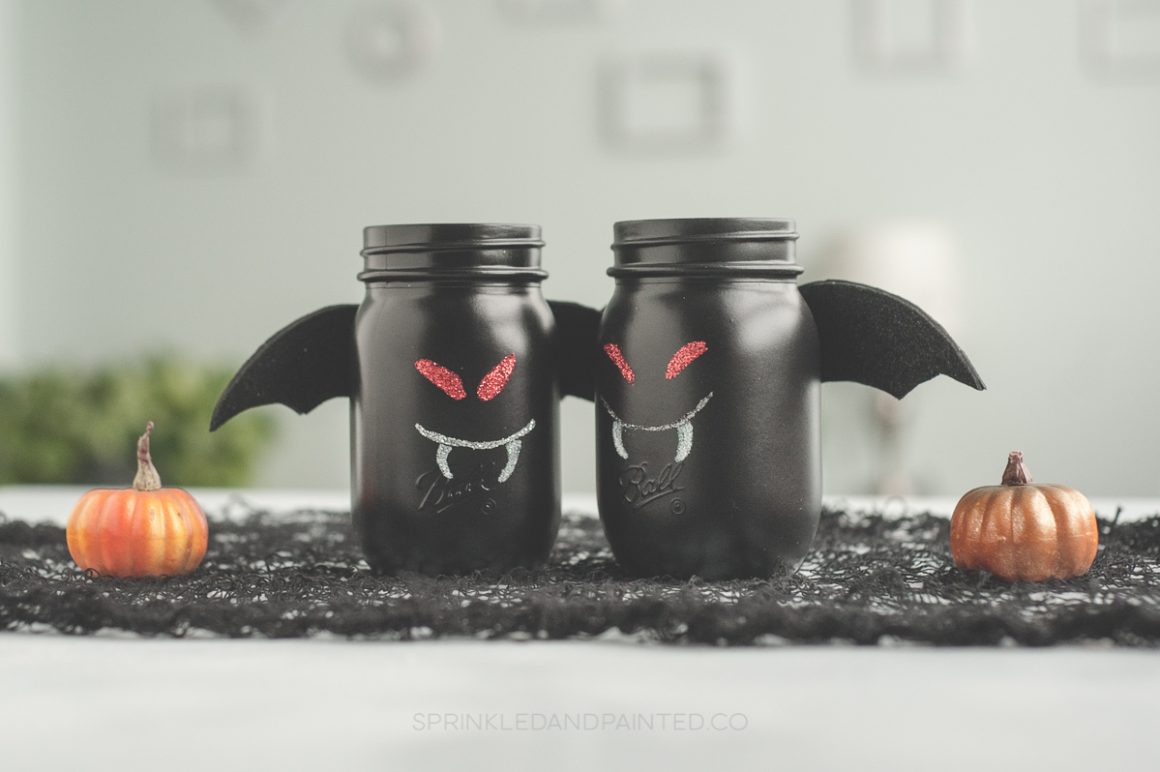 Bat Mason Jars – Sprinkled and Painted at KA Styles.co